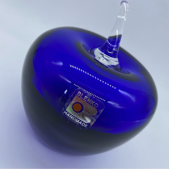 Blenko | Accents | Blenko Handblown Art Glass Apple Cobalt Blue And ...